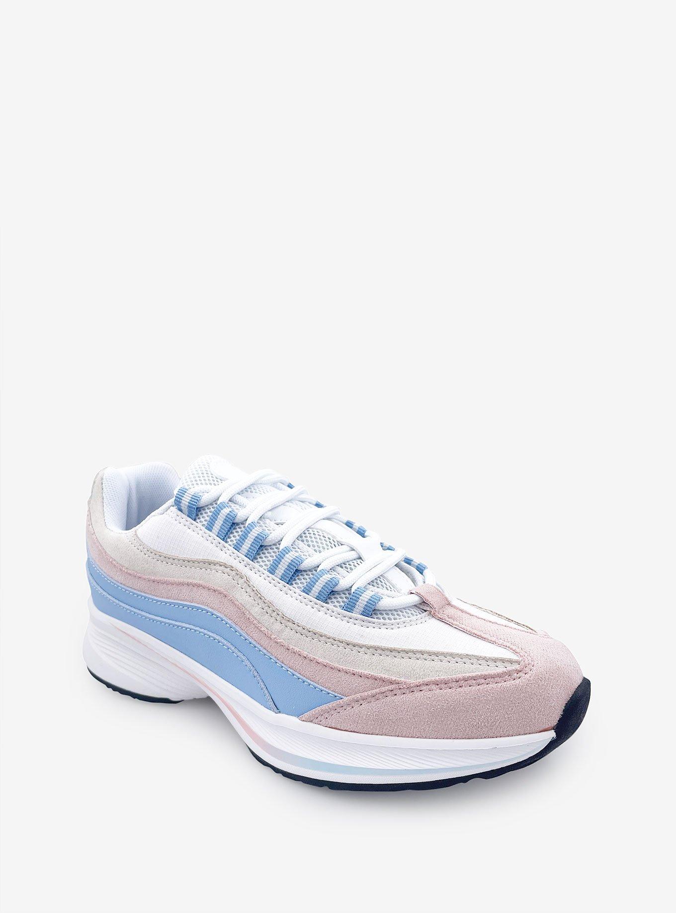 Leah Multi Color Sneaker on a Big Bottom Pink | Hot Topic