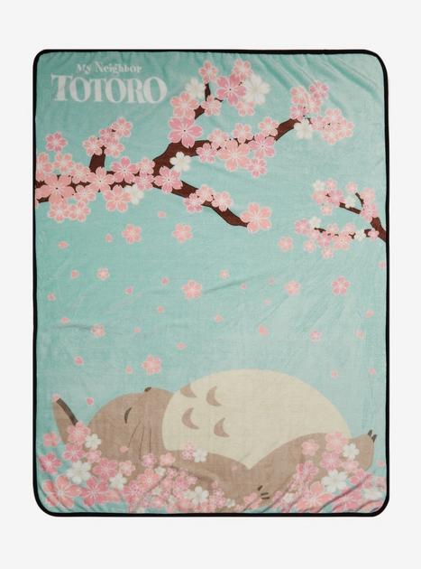 Studio Ghibli My Neighbor Totoro Sleepy Cherry Blossoms Fleece Throw ...
