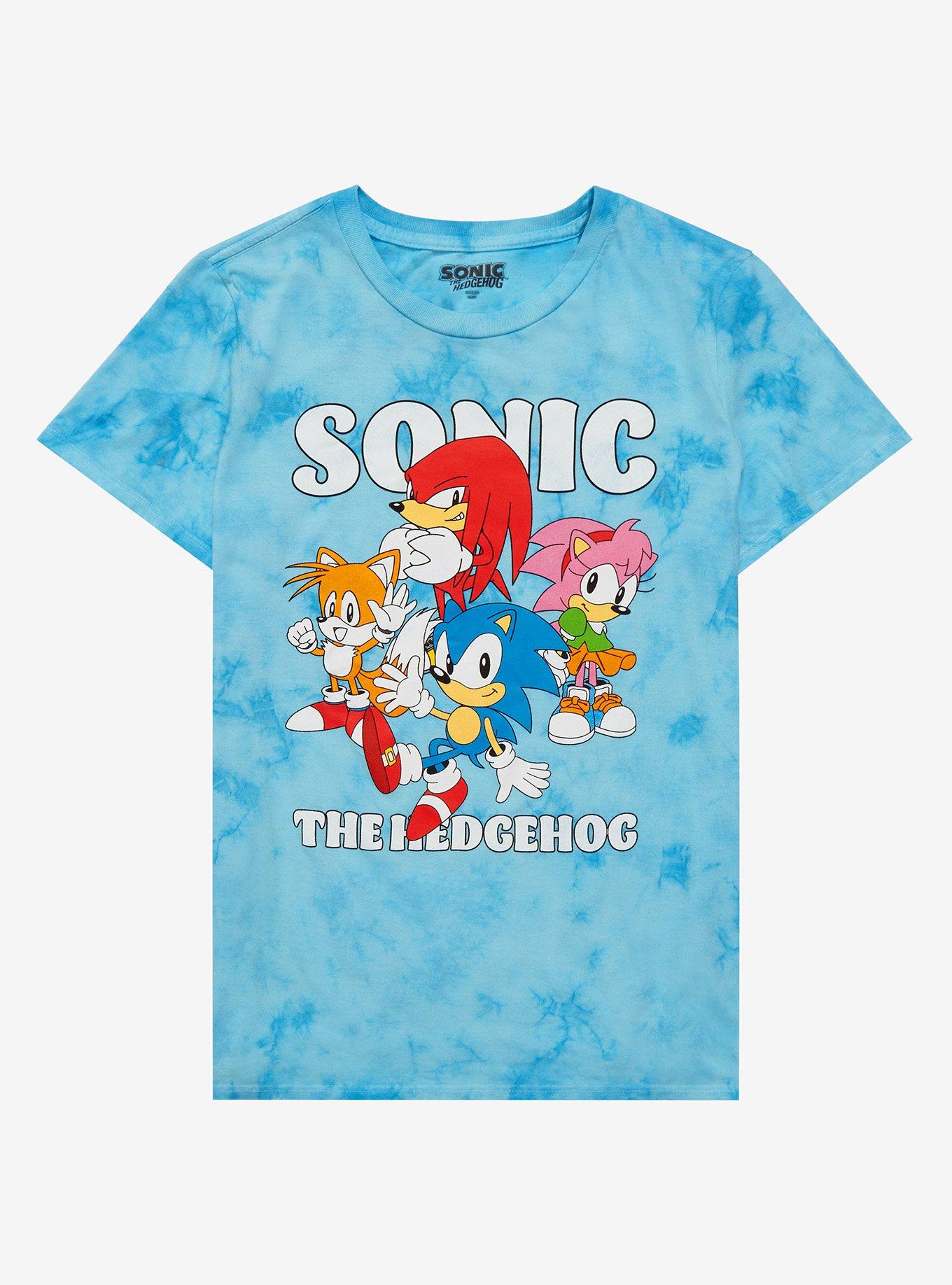 Sonic The Hedgehog Group Blue Tie-Dye Boyfriend Fit Girls T-Shirt | Hot ...