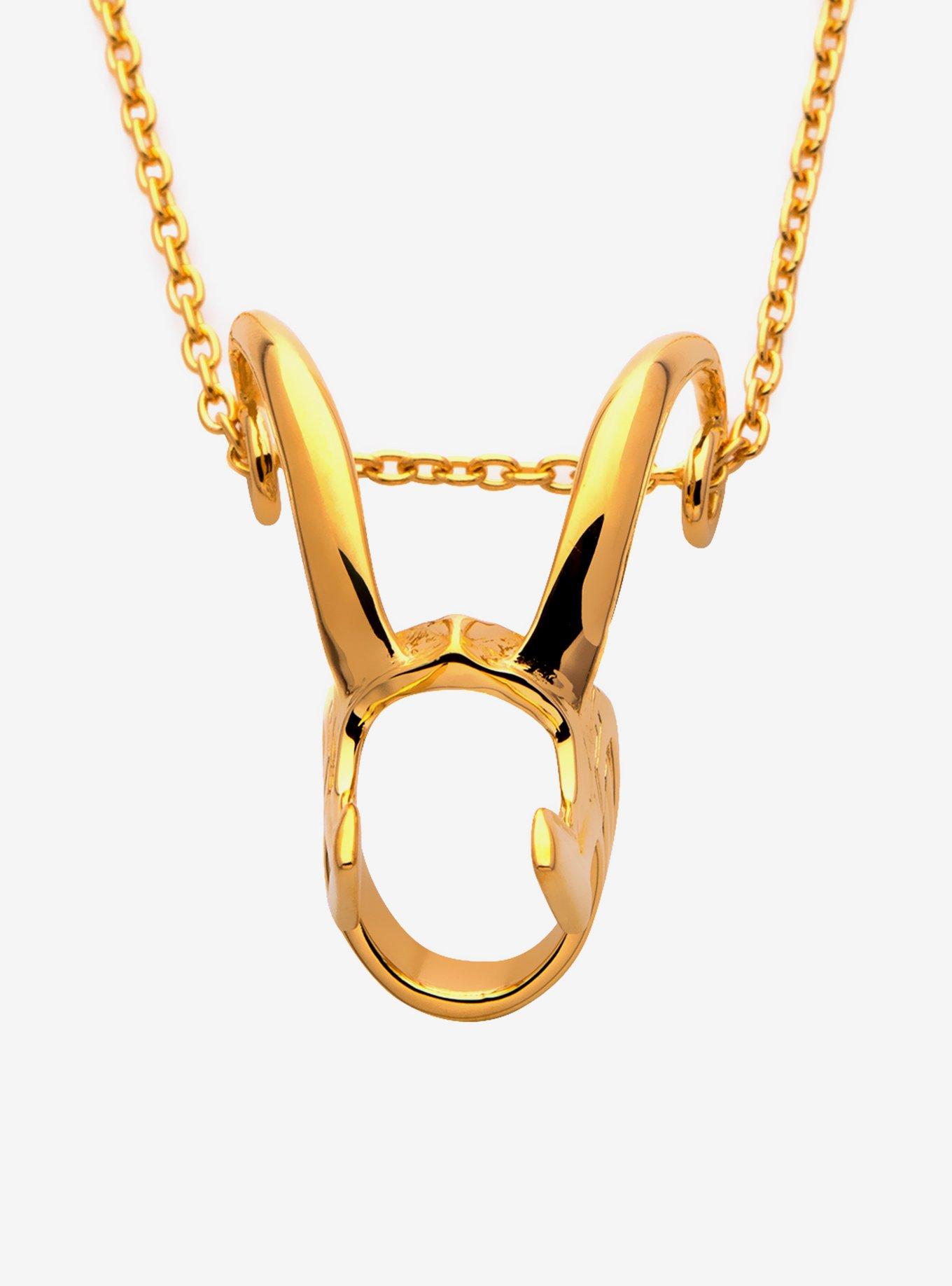 Marvel x RockLove Loki Helmet Pendant Necklace Gold | Hot Topic