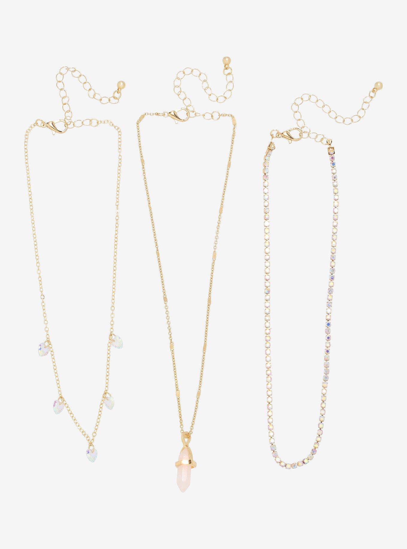 Bling Heart Faux Crystal Necklace Set | Hot Topic