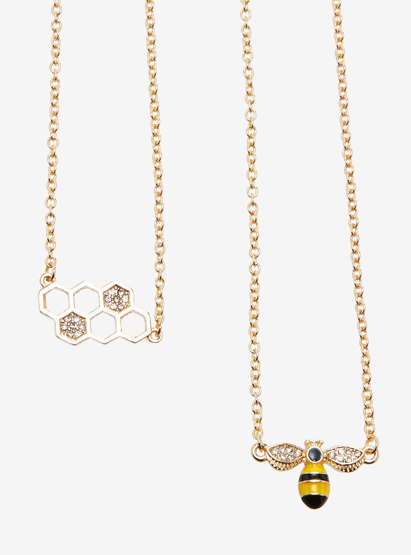 Bee & Honeycomb Best Friend Necklace Set | Hot Topic
