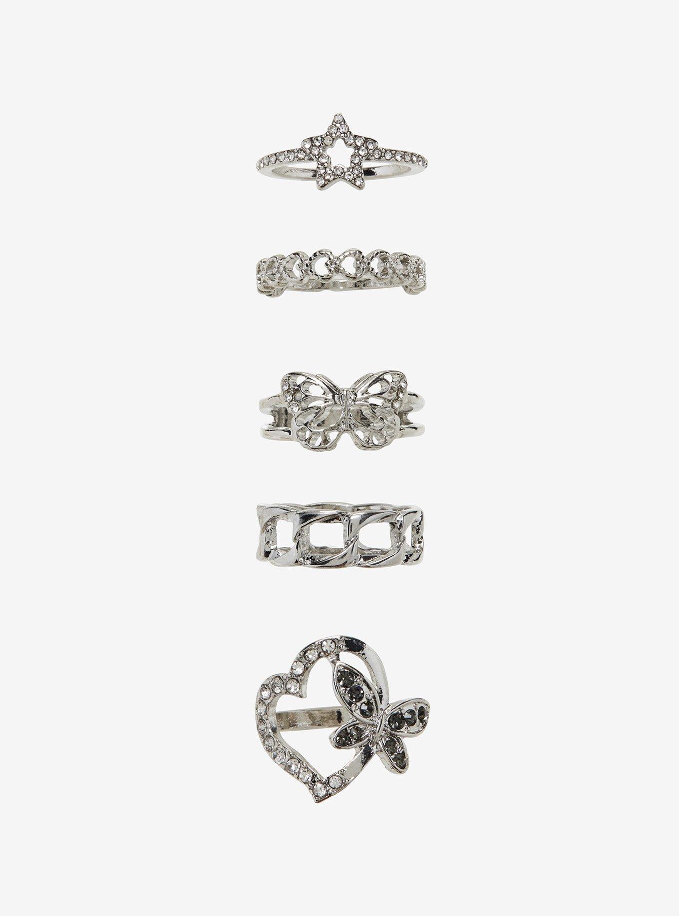 Butterfly Star Heart Bling Ring Set | Hot Topic