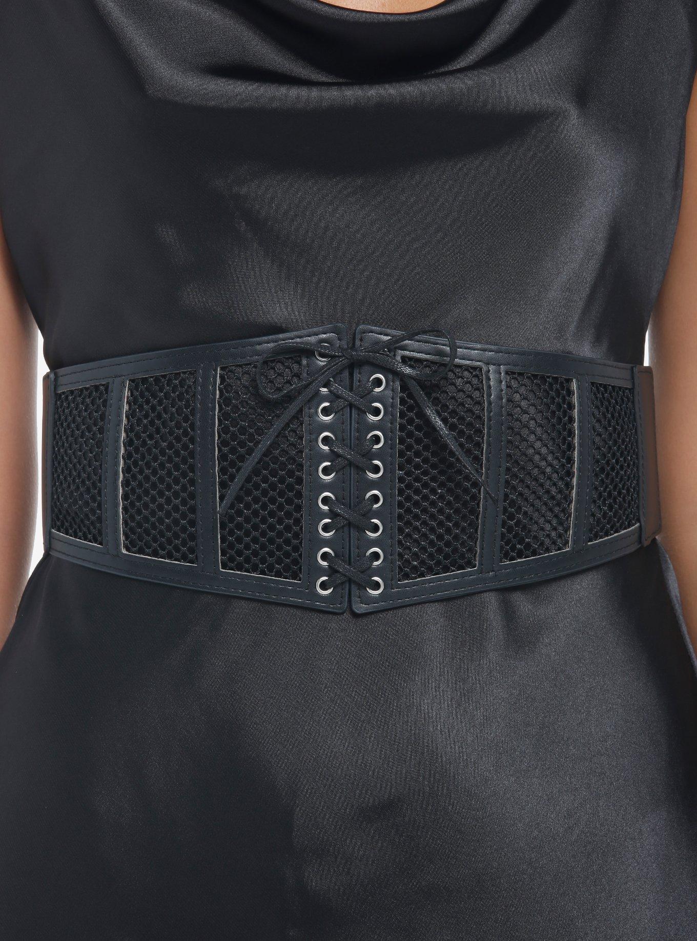 Black Mesh Lace Up Corset Hot Topic
