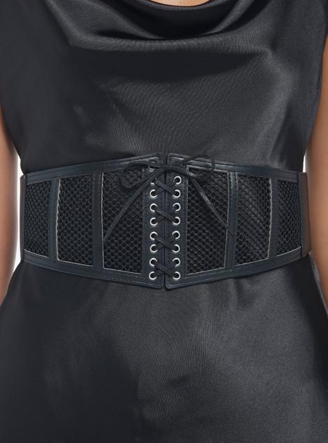 Black Mesh Lace Up Corset Hot Topic