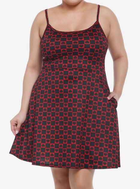 Hearts Checkered Strappy Mini Dress Plus Size | Hot Topic