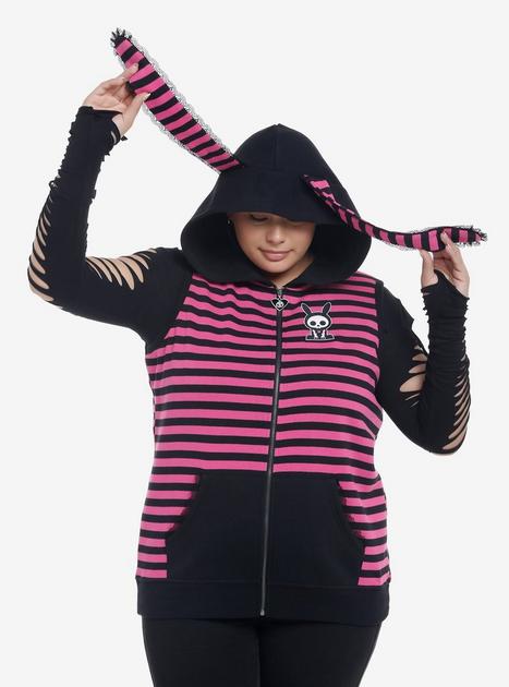 Skelanimals Jack Stripe Girls Sleeveless Hoodie Plus Size | Hot Topic