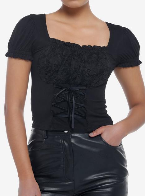 Black Lace Bust Corset Girls Crop Top Hot Topic