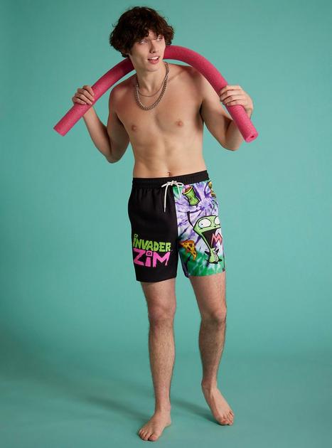 Invader Zim GIR Tie-Dye Split Swim Trunks | Hot Topic