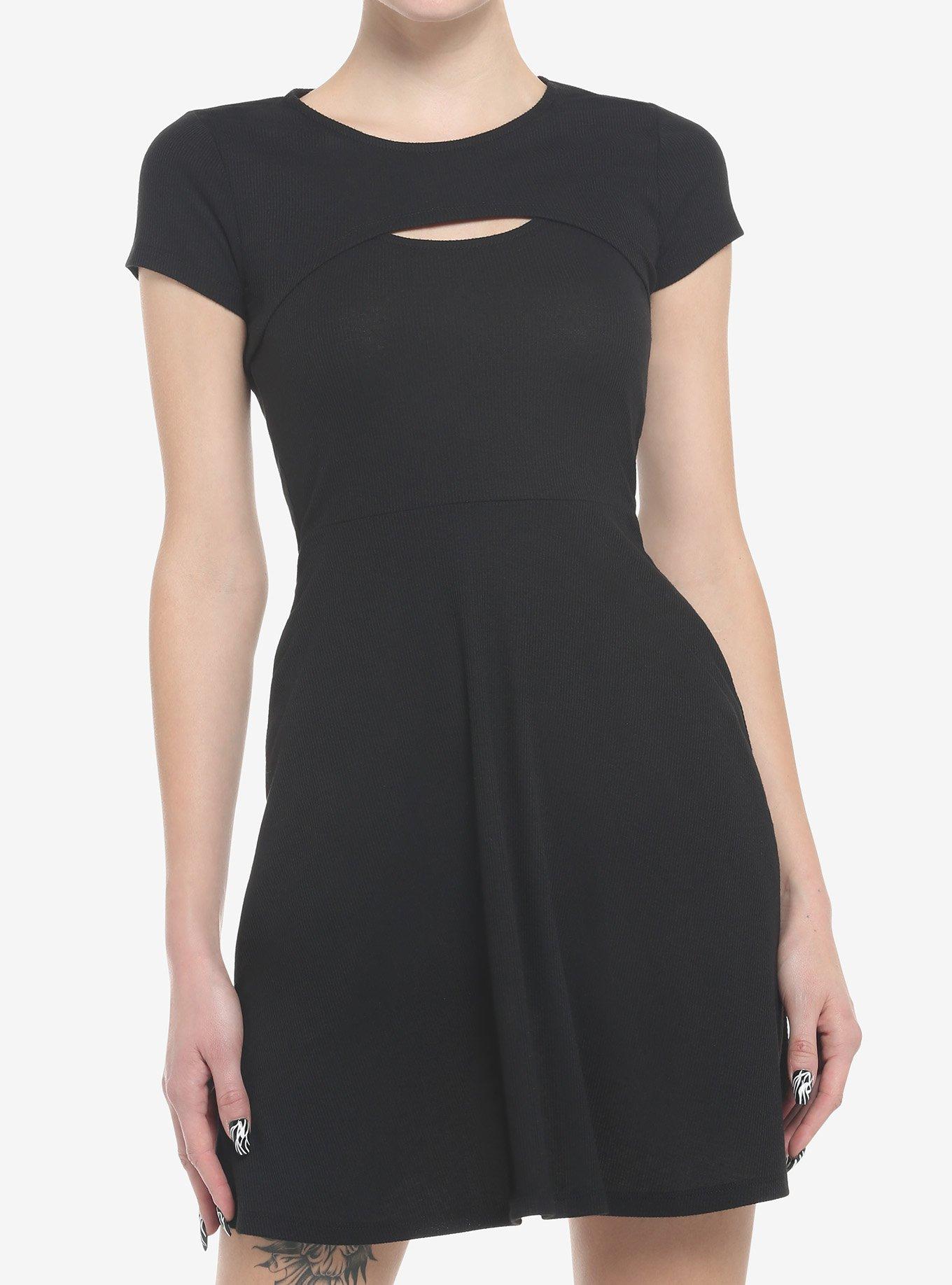 Black Cutout Twofer Skater Dress | Hot Topic