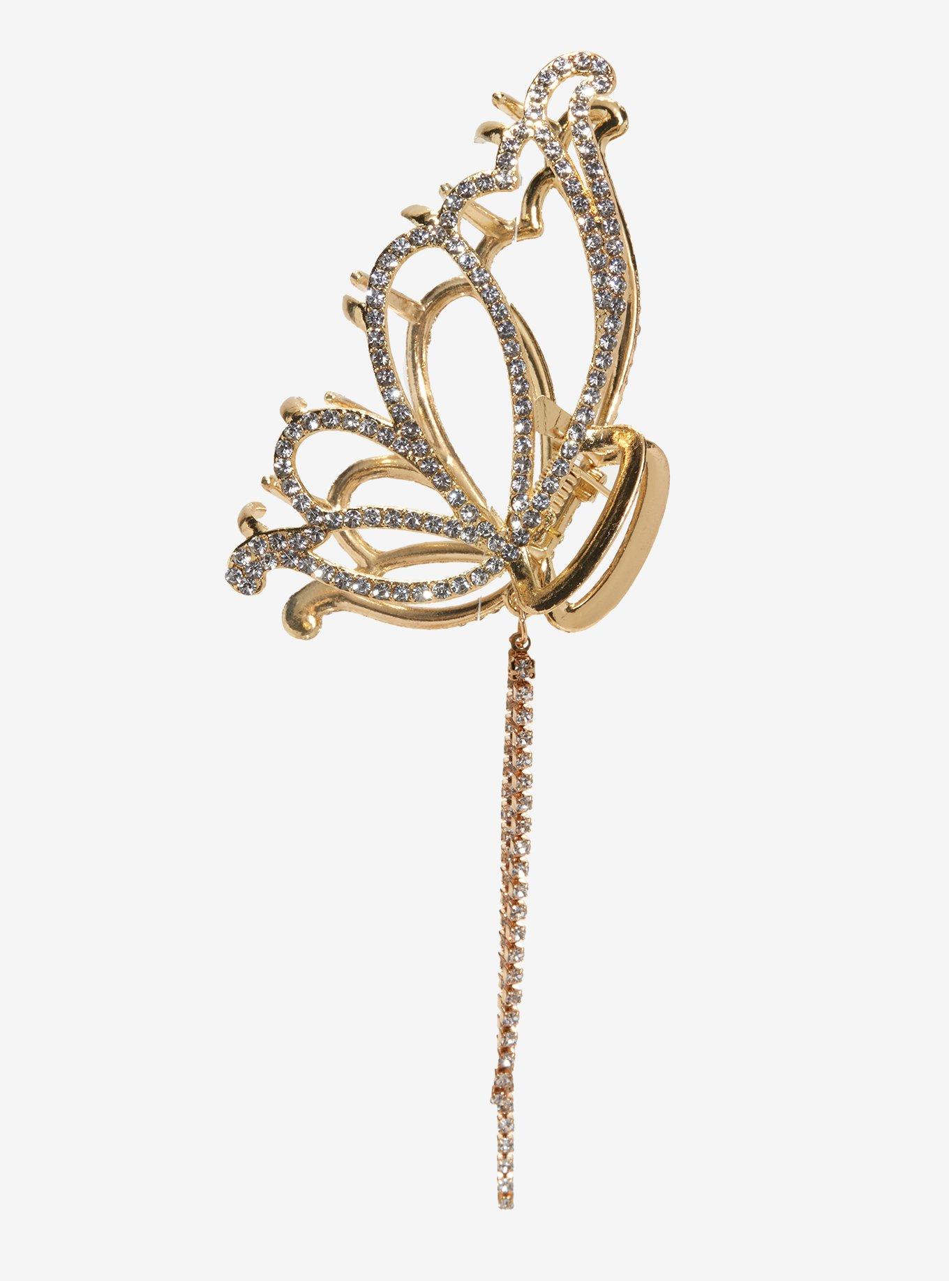 Rhinestone Butterfly Chain Claw Hair Clip | Hot Topic