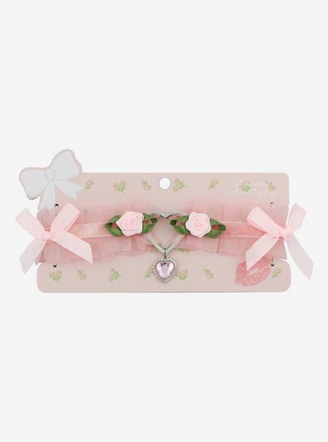 Pink Rose Ribbon Choker | Hot Topic