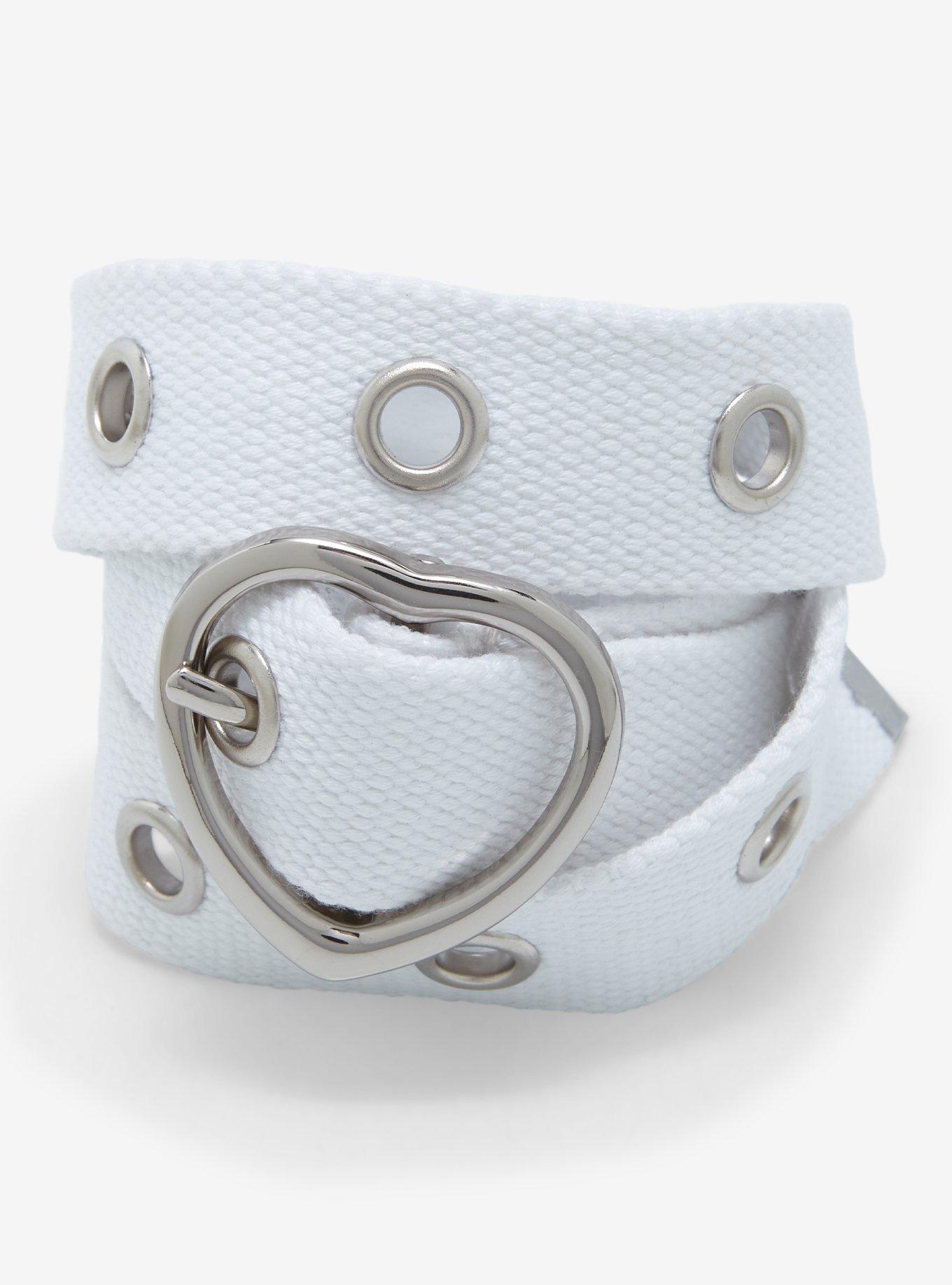 White Heart Grommet Belt | Hot Topic