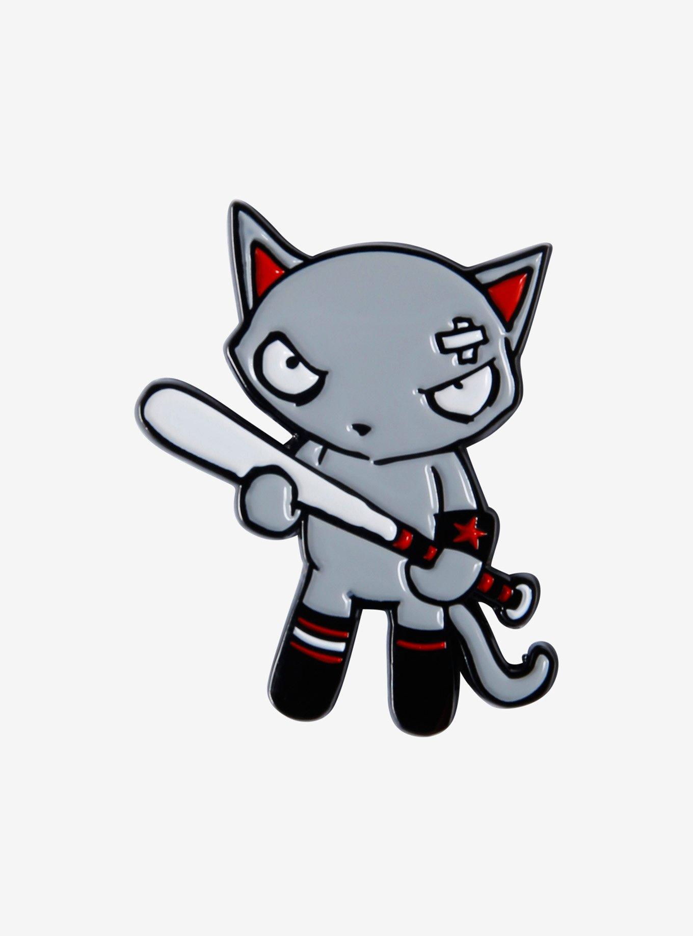 Emily The Strange Cat With Bat Enamel Pin | Hot Topic