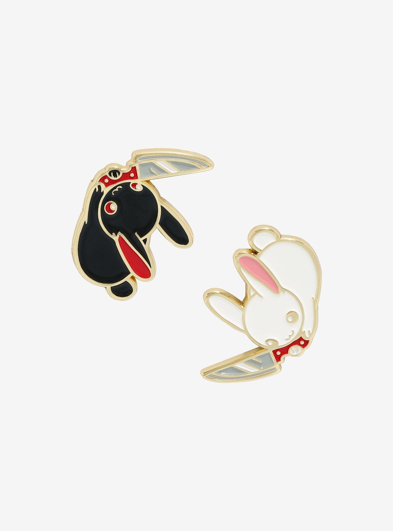 Black & White Buny Knife Enamel Pin Set | Hot Topic