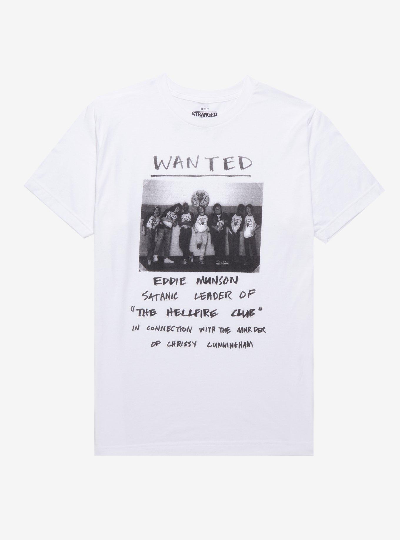 Stranger Things Wanted Eddie Munson & The Hellfire Club T-Shirt ...