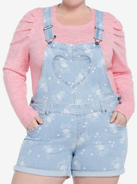 My Melody Hearts Denim Shortalls Plus Size Hot Topic