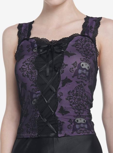 Kuromi Mesh Lace-Up Sweetheart Girls Tank Top | Hot Topic