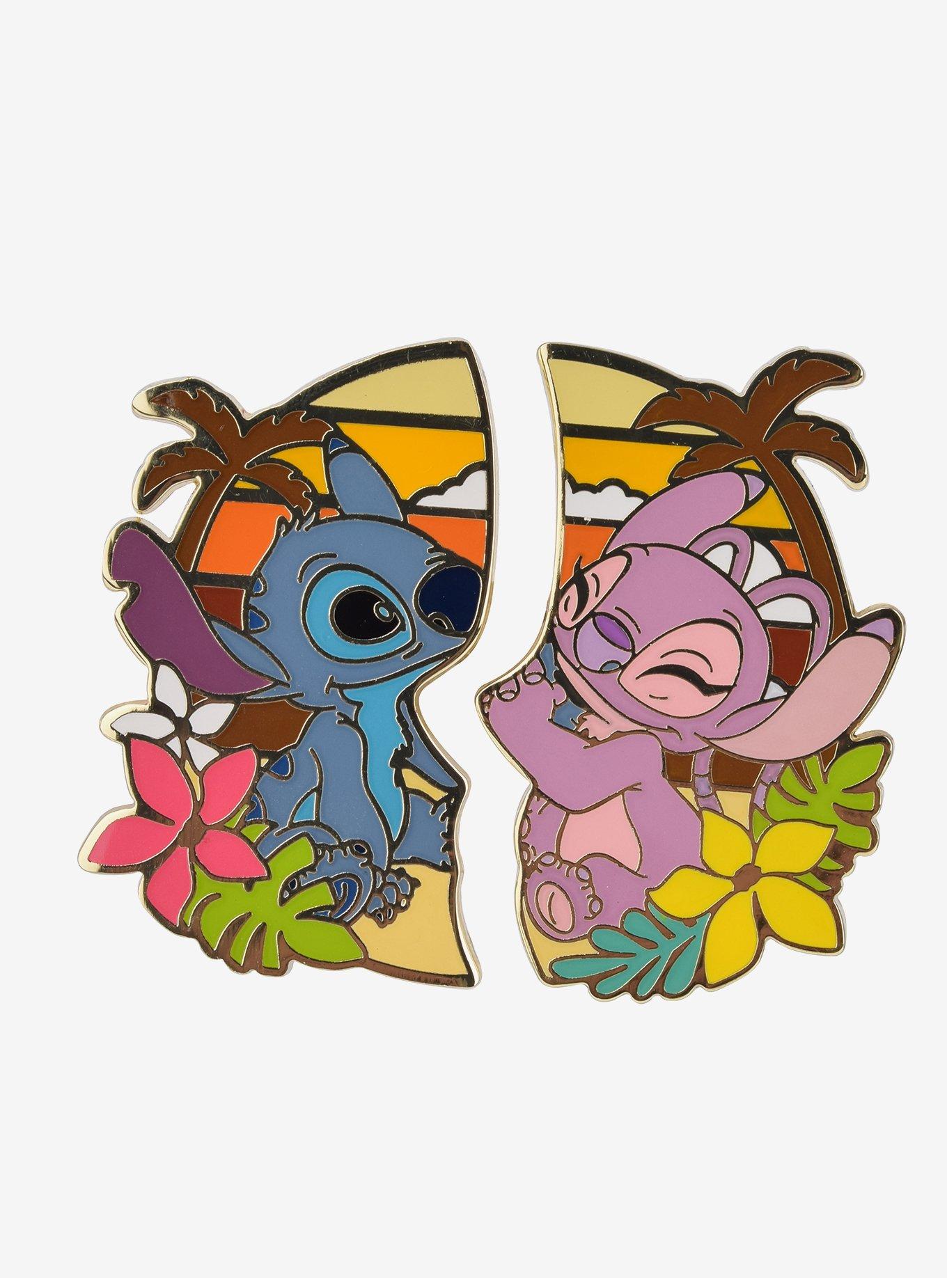 Disney Lilo & Stitch Angel & Stitch Sunset Beach Enamel Pin Set ...