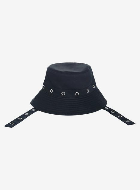 Black Grommet Strappy Bucket Hat | Hot Topic