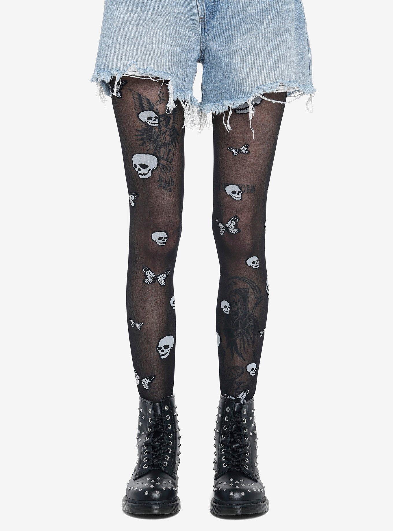 Skull Butterfly Tights Hot Topic
