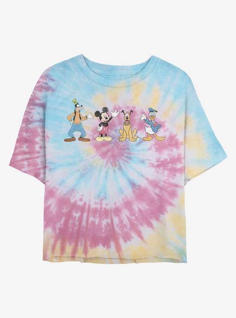 Disney Mickey Mouse Disney Groupie Tie Dye Crop Girls T-Shirt - MULTI ...
