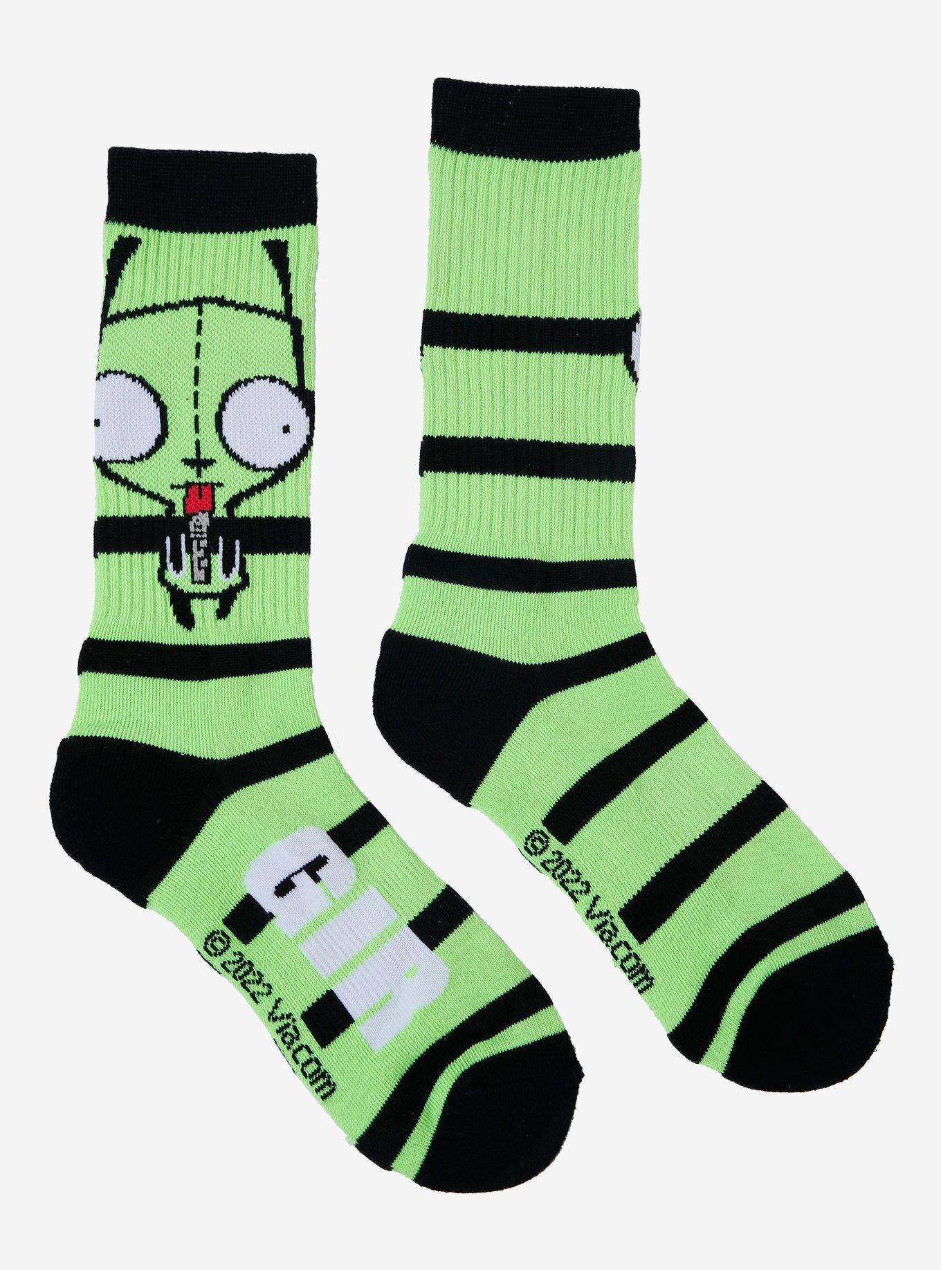 Invader Zim Gir Stripe Crew Socks Hot Topic