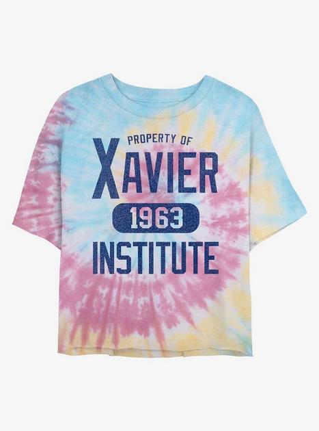 Marvel X-Men Xavier Institute Collegiate Womens Tie-Dye Crop T-Shirt ...