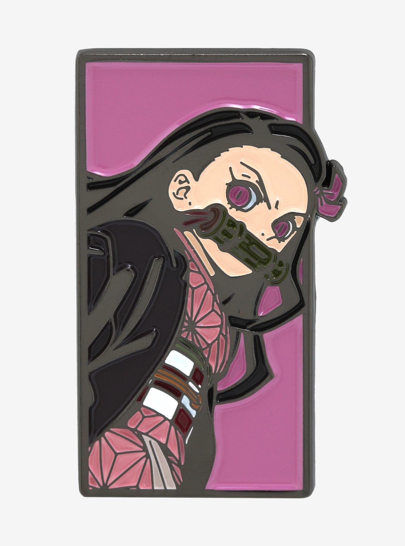 Demon Slayer: Kimetsu no Yaiba Nezuko Pink Rectangle Frame Enamel Pin ...