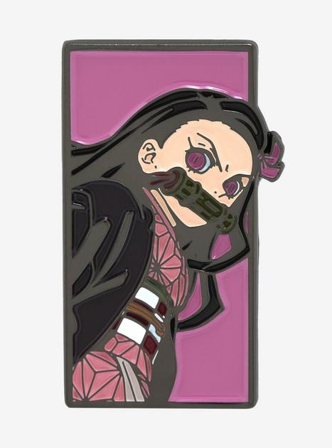 Demon Slayer: Kimetsu no Yaiba Nezuko Pink Rectangle Frame Enamel Pin ...