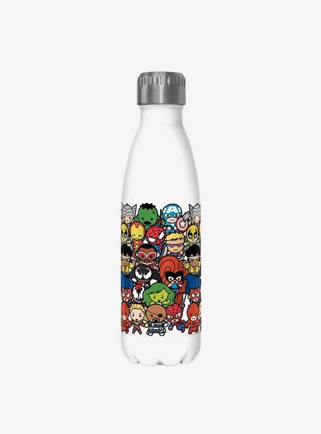 Marvel Chibi Heroes Stainless Steel Water Bottle - WHITE | BoxLunch