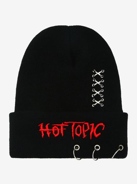 Hot Topic Old School Logo Pierced Beanie | Hot Topic