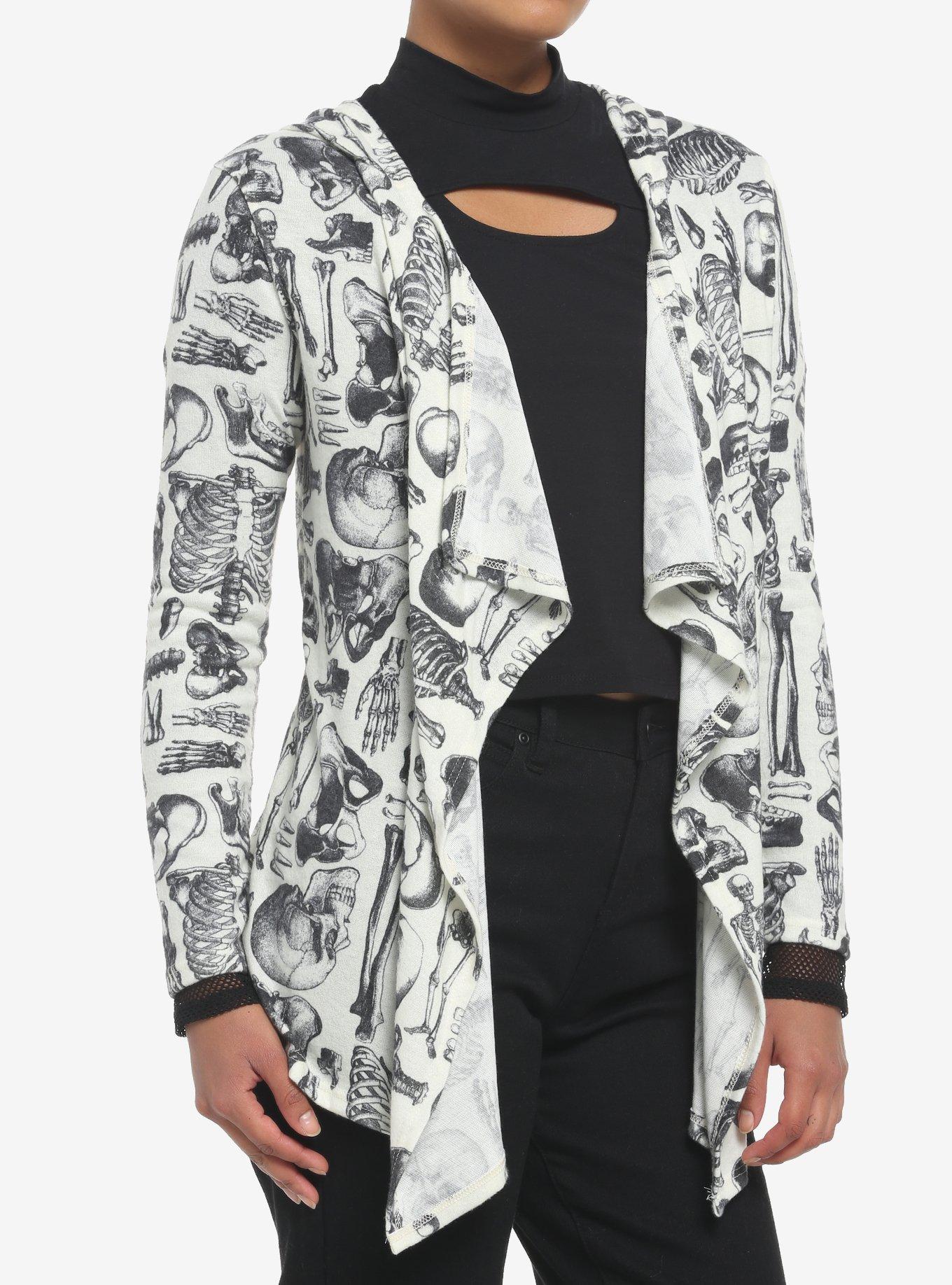 Anatomy Allover Print Hooded Girls Open Cardigan | Hot Topic