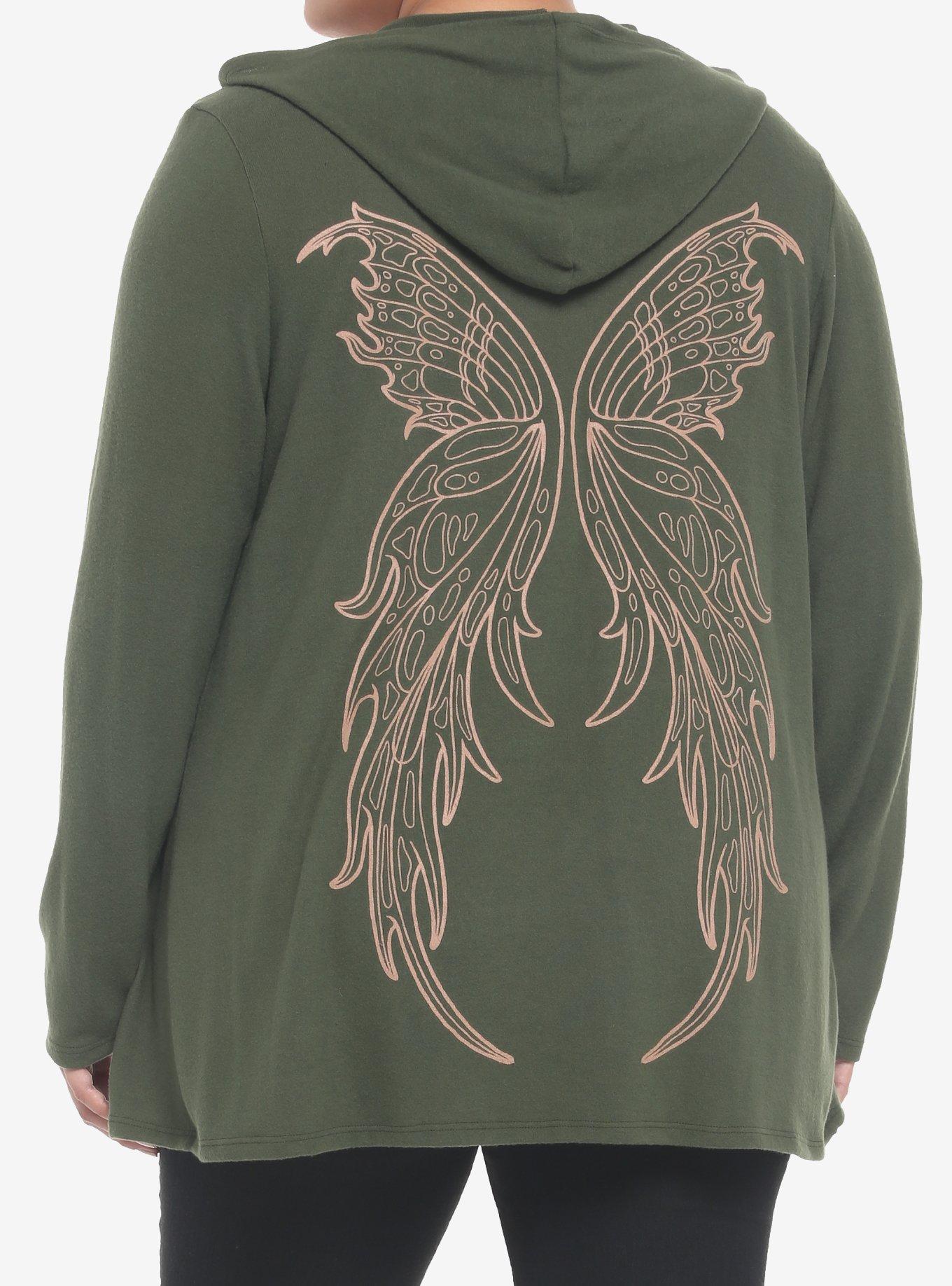 Sage Green Fairy Wing Girls Hooded Cardigan Plus Size | Hot Topic