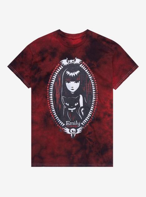Emily The Strange Portrait Red Tie-Dye Boyfriend Fit Girls T-Shirt ...