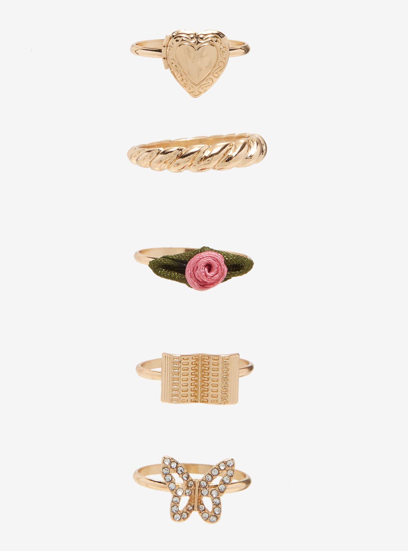 Rose Heart Book Ring Set | Hot Topic