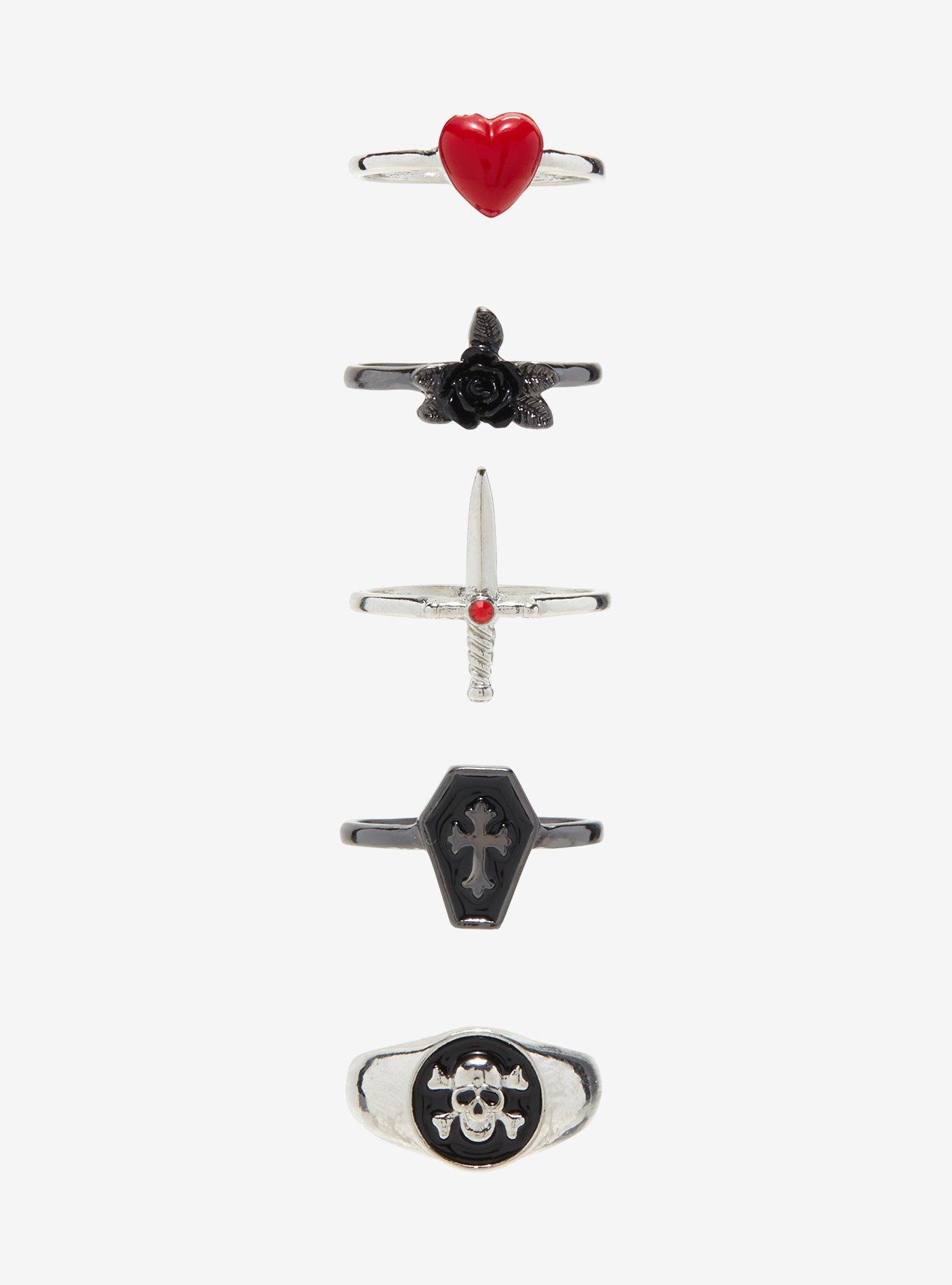 Emo Grunge Heart Ring Set | Hot Topic