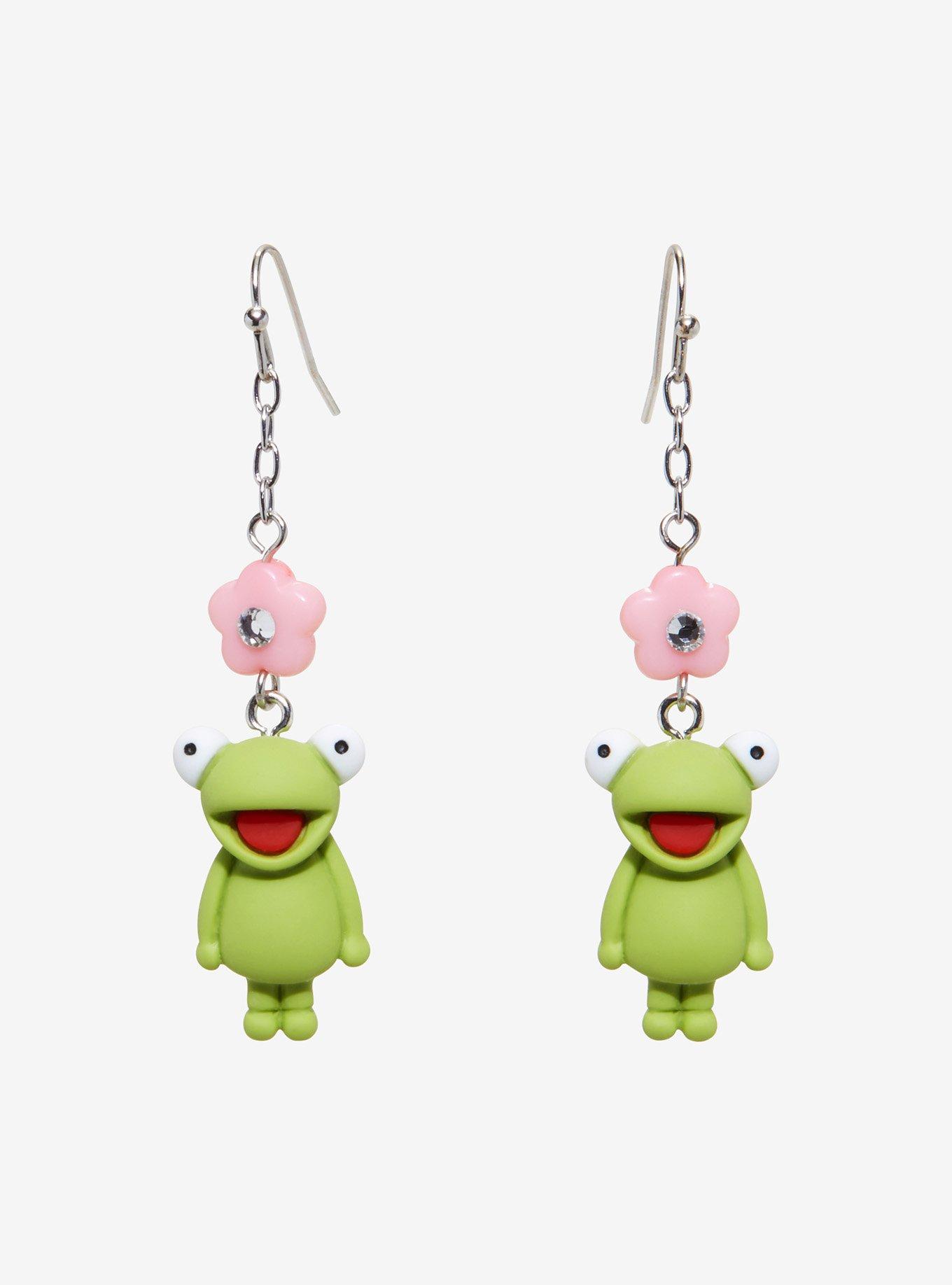 Frog Flower Drop Earrings | Hot Topic