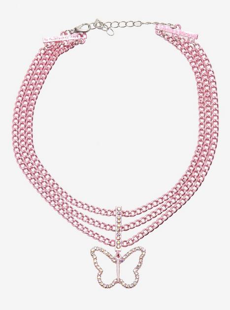 Pink Bling Butterfly Chain Choker | Hot Topic