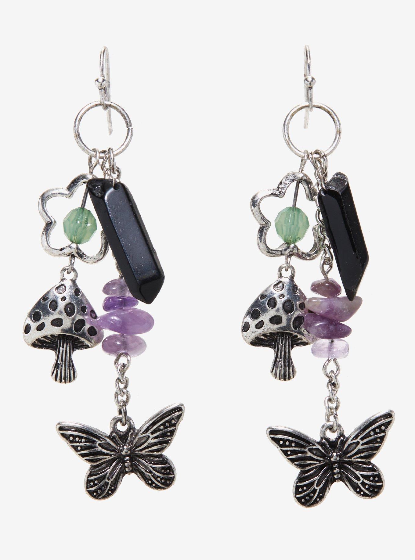Grunge Forest Mushroom Butterfly Earrings | Hot Topic