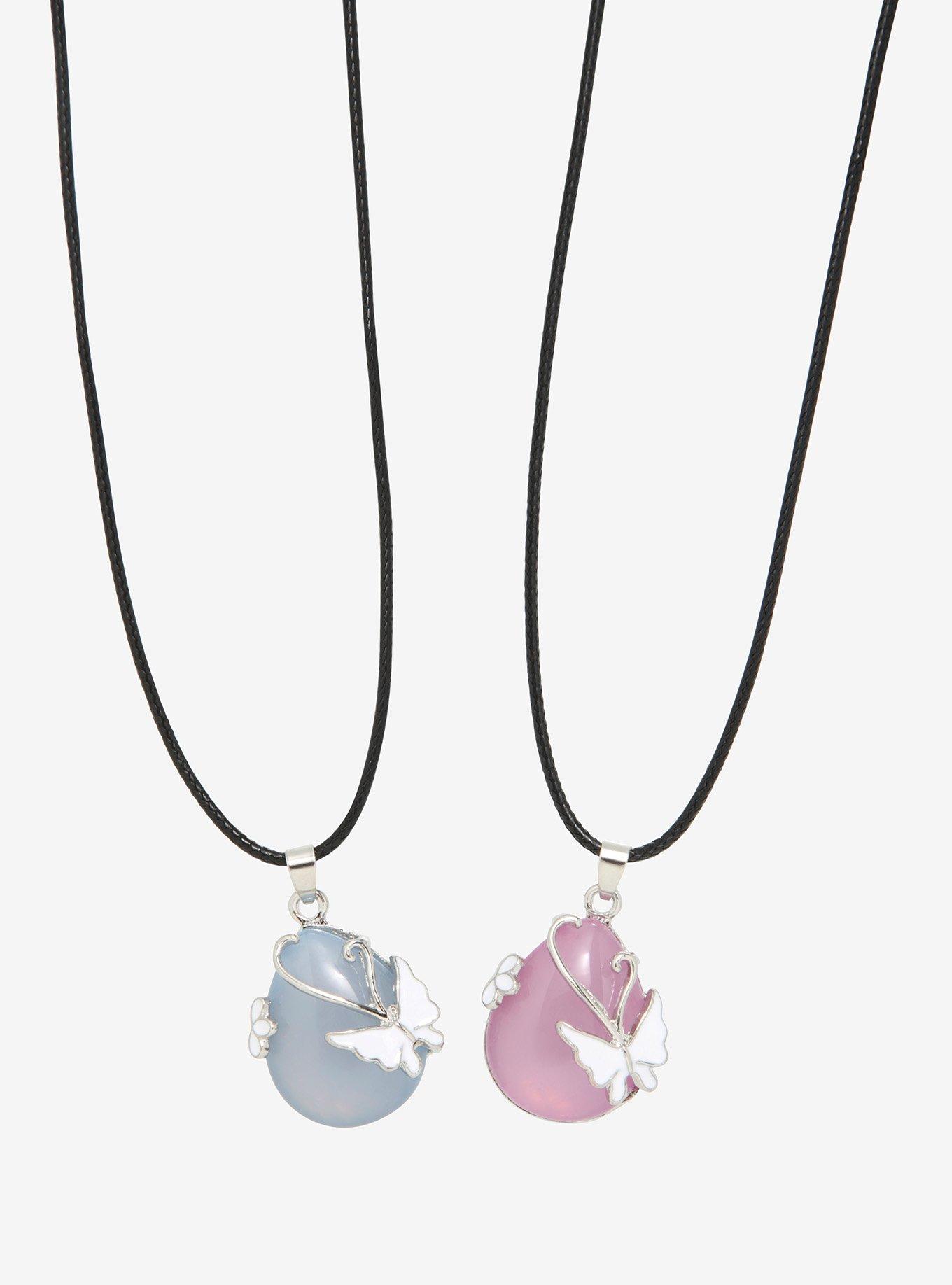 Butterfly Charm Crystal Best Friend Cord Necklace Set | Hot Topic