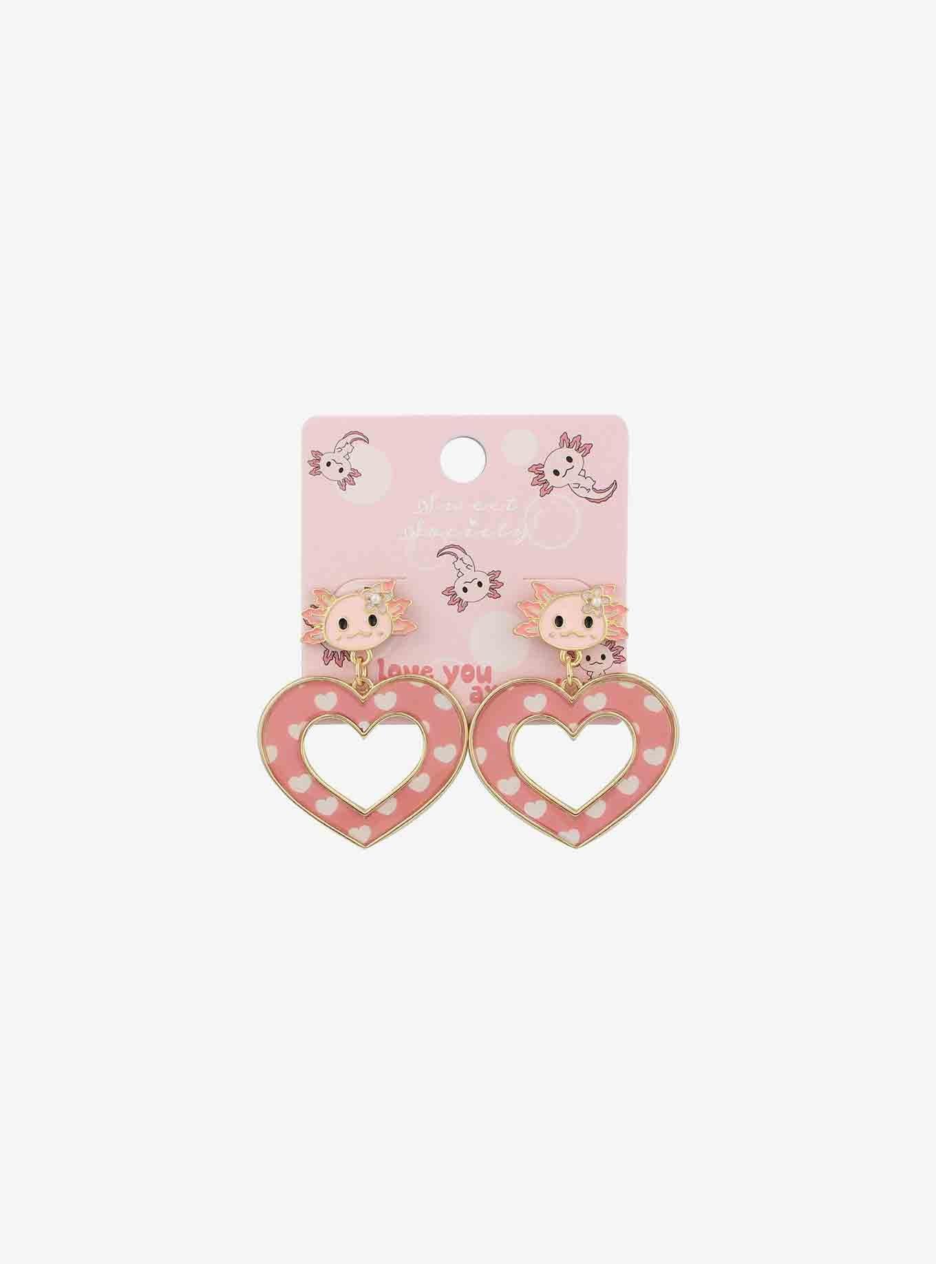 Axolotl Heart Drop Earrings | Hot Topic