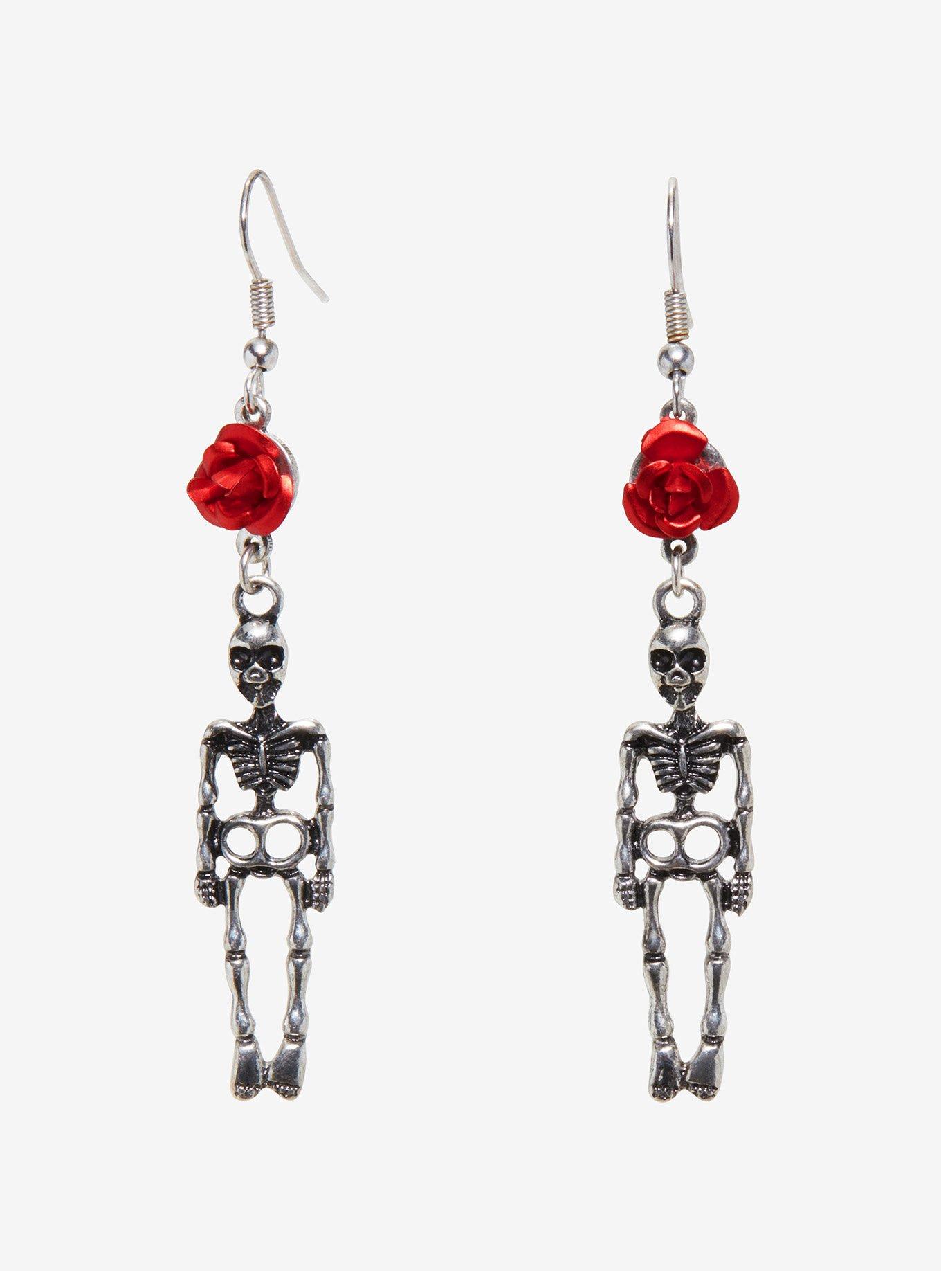 Rose Skeleton Drop Earrings | Hot Topic