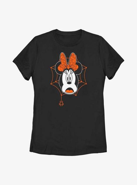 Disney Minnie Mouse Scared Webs Womens T-Shirt - BLACK | BoxLunch