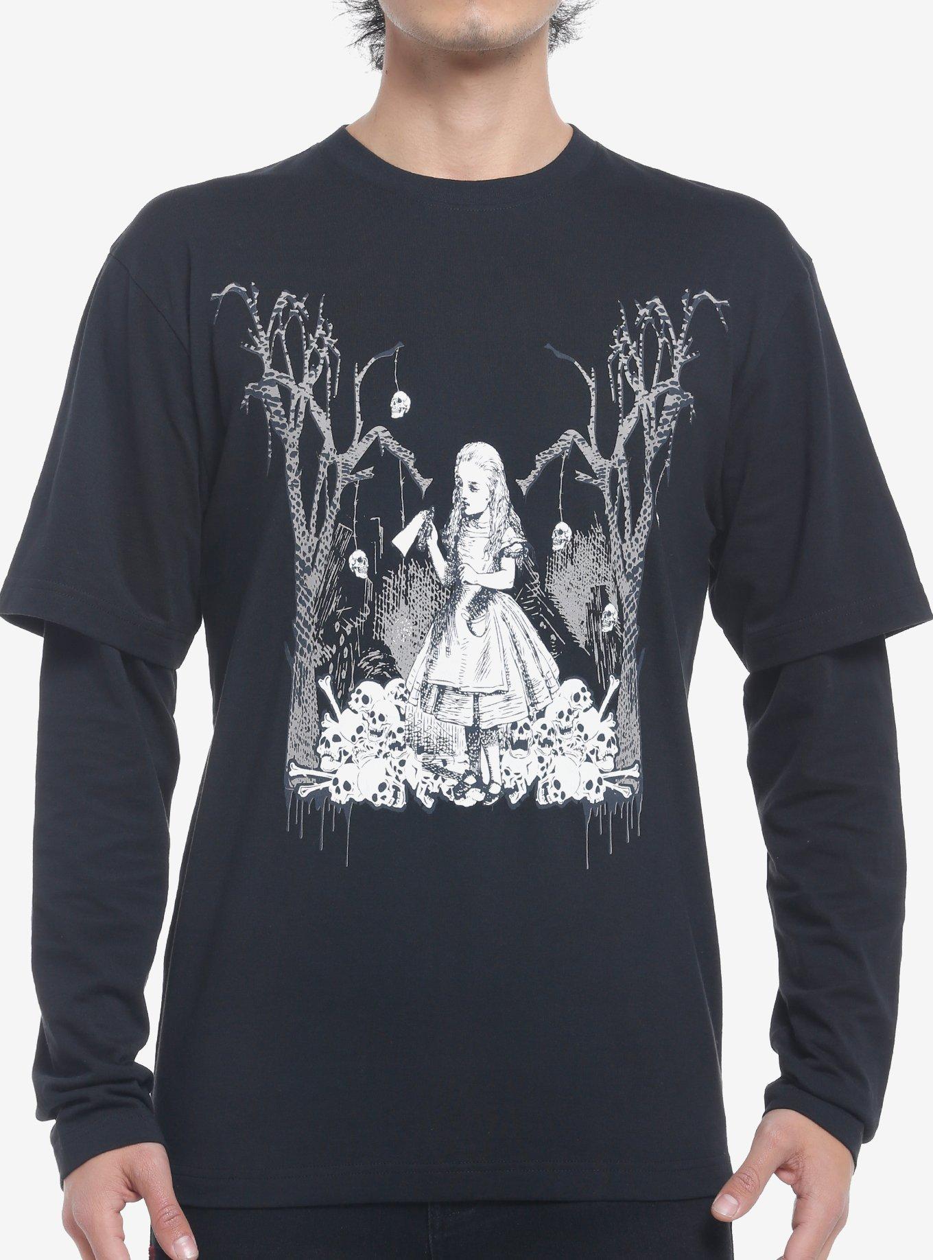Dark Alice In Wonderland Skulls Twofer Long Sleeve T Shirt Hot Topic