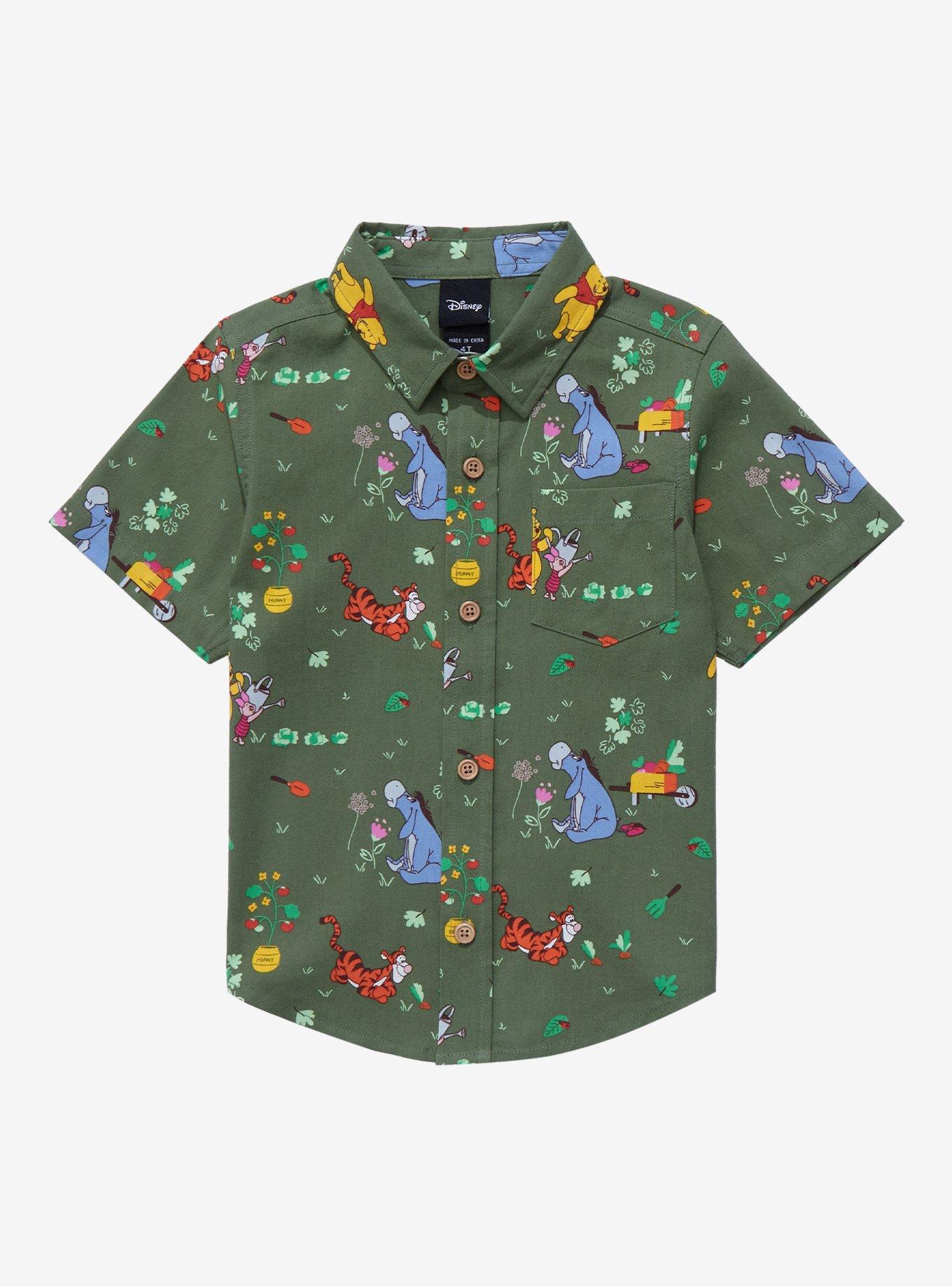 Disney Winnie the Pooh Earth Day Allover Print Woven Toddler Button-Up ...
