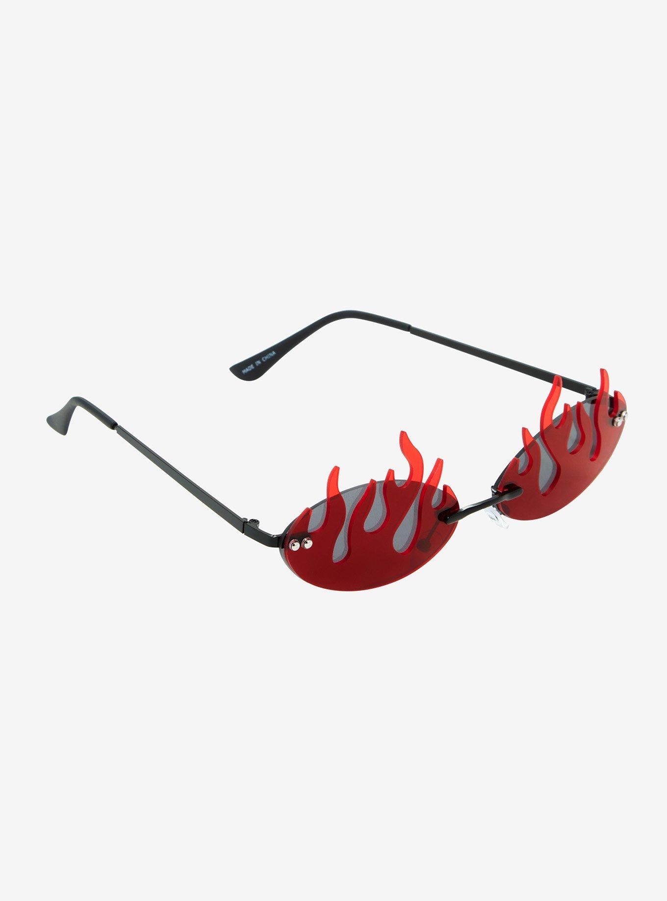 Red Flame Oval Sunglasses | Hot Topic
