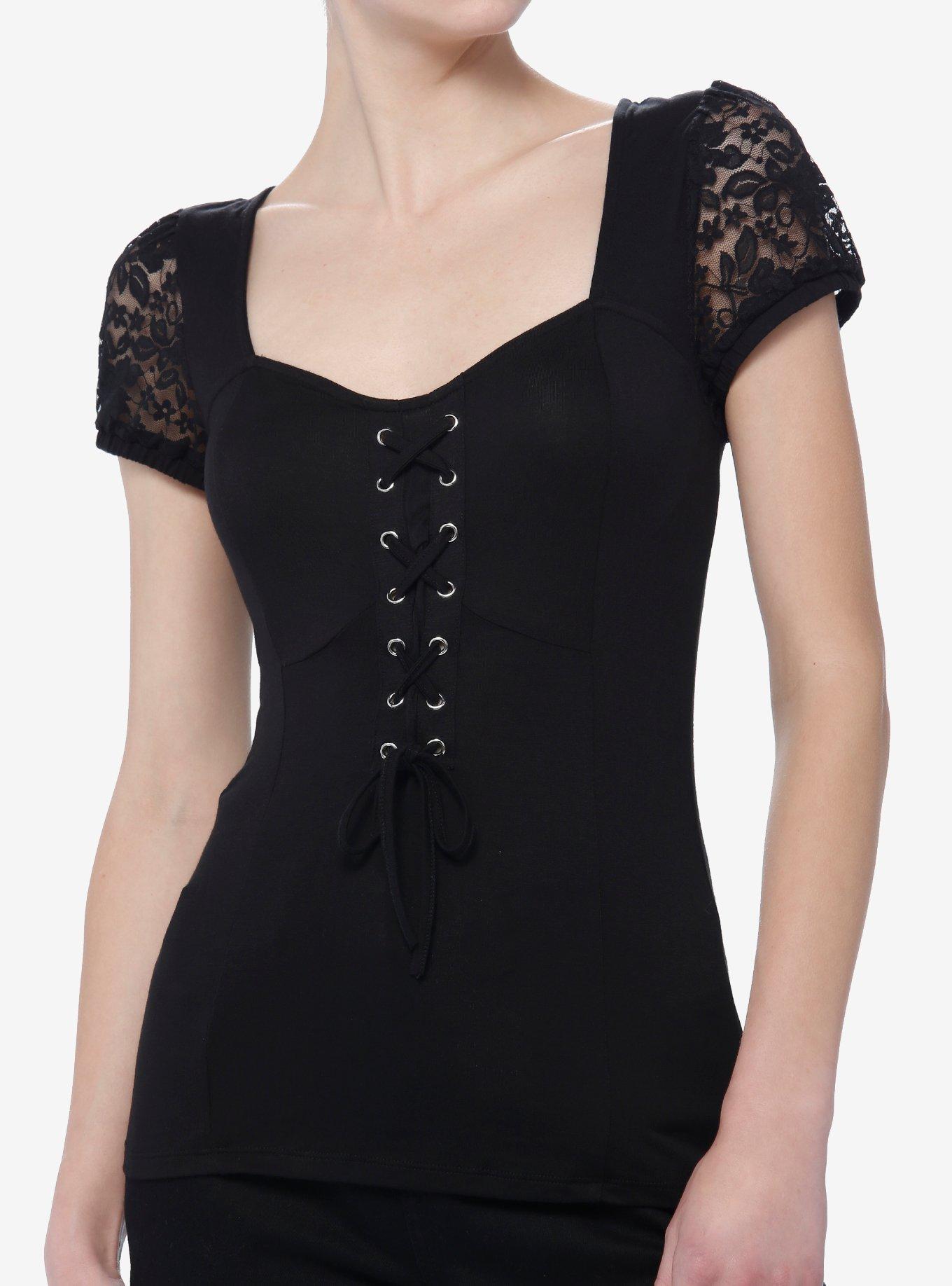 Cosmic Aura Black Lace-Up Girls Top | Hot Topic