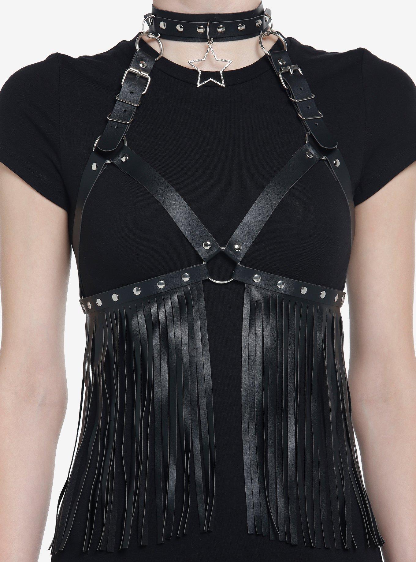 Black Fringe Bra Harness | Hot Topic