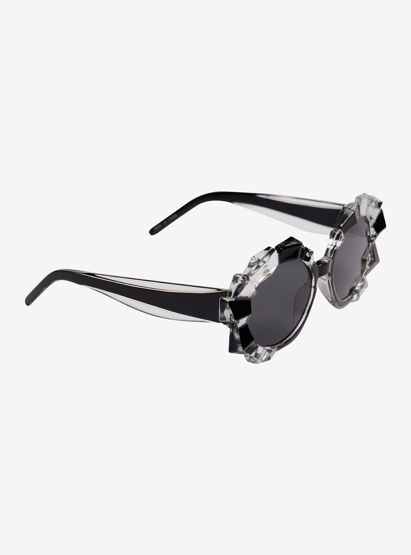 Black & Clear Crystal Effect Sunglasses | Hot Topic